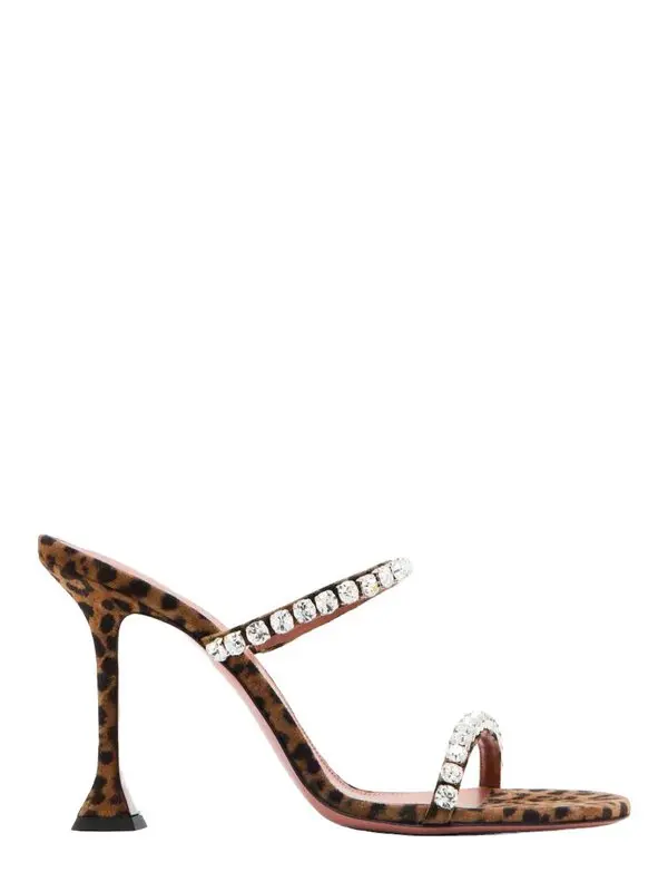 Amina Muaddi Gigi Crystal-embellished Heeled Sandals - Brown