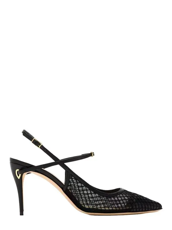 Jennifer Chamandi Edoardo 85 Mesh-panelled Leather Pumps - Black