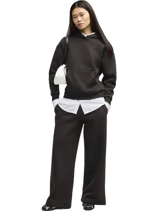 PUMA Elevated Essentials Fleece Wide Leg Sweatpants - Black