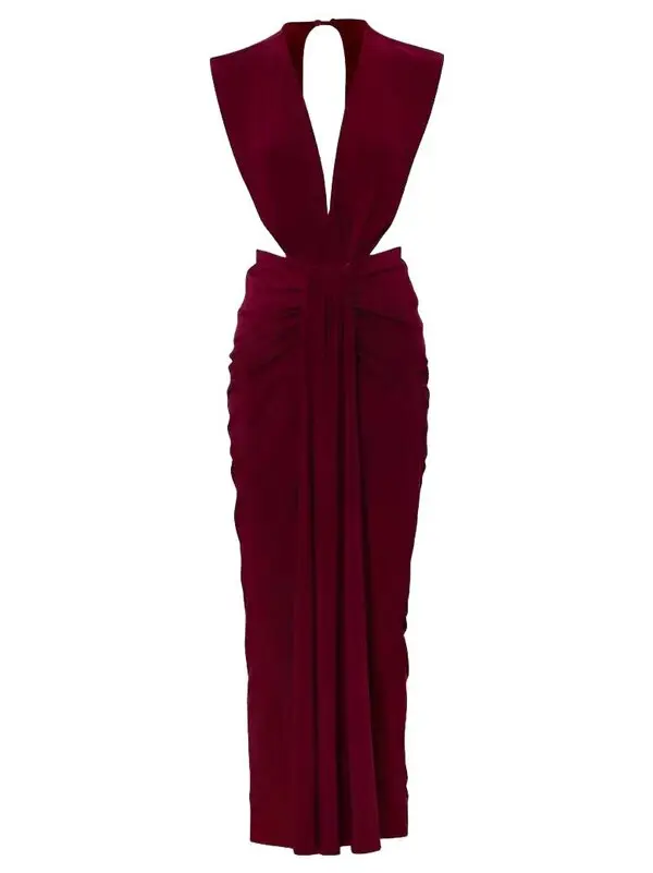 BAOBAB Nia V-neck Ruched Maxi Dress - Red