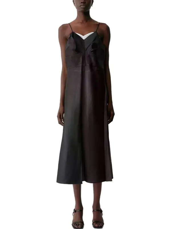 Calvin Klein Satin Finish Spaghetti Strap Dress - Black