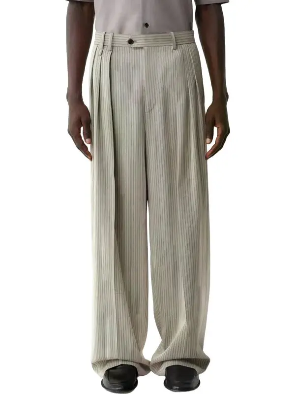 Calvin Klein Pinstripe Pleated Trousers - Neutrals