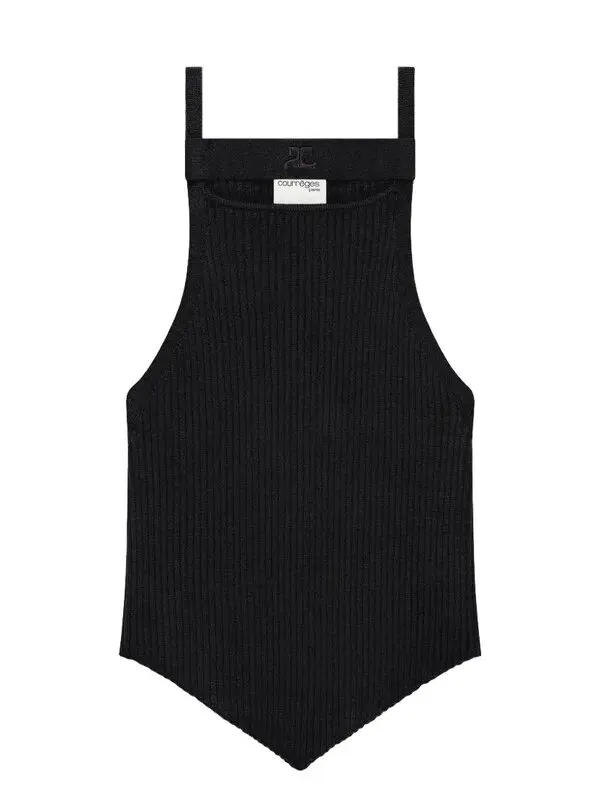 COURREGES Ribbed-knit Chest-strap Tank Top - Black