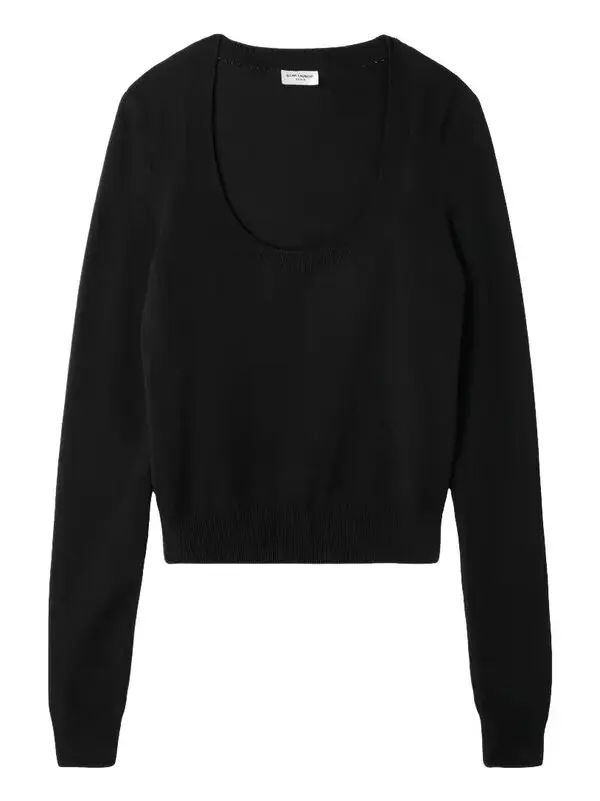Saint Laurent Scoop-neck Knitted Sweater - Black