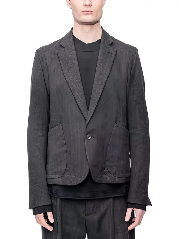 THE VIRIDI-ANNE Herringbone-pattern Notch-lapels Blazer - Black