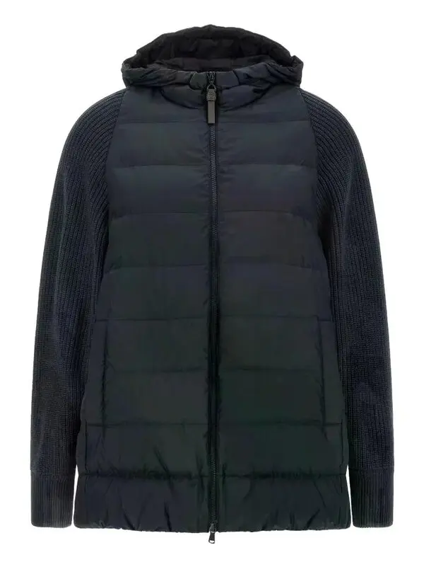 Brunello Cucinelli Quilted Down Jacket With Monile Embellishment - Blue