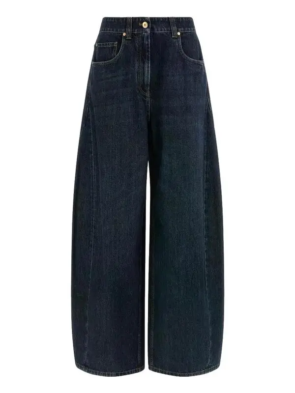 Brunello Cucinelli Monile Detail Wide Barrel Jeans - Blue