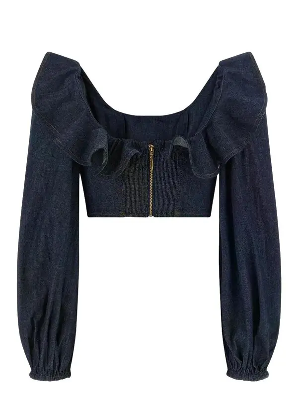 Zimmermann Aster Ruffled Top - Blue