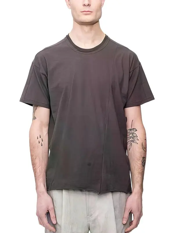THE VIRIDI-ANNE Raw-edge Short-sleeve T-shirt - Grey