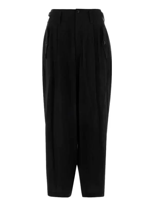 Y’s Pleated Wide-leg Trousers - Black