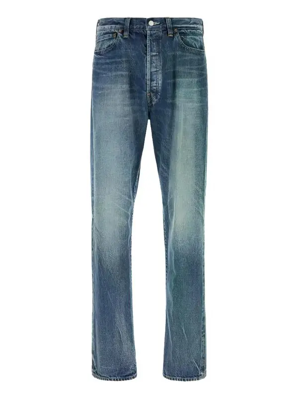 Y’s Name Faded-effect Buckle-detail Jeans - Blue