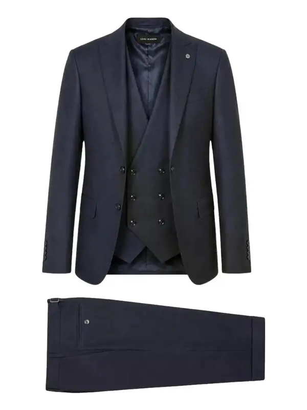 LUIGI BIANCHI MANTOVA Three-piece Single-breasted Suit - Blue