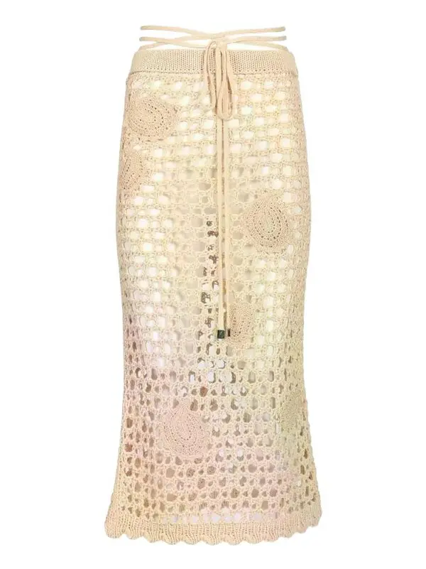 Attico Crochet-knit Midi Skirt - Neutrals
