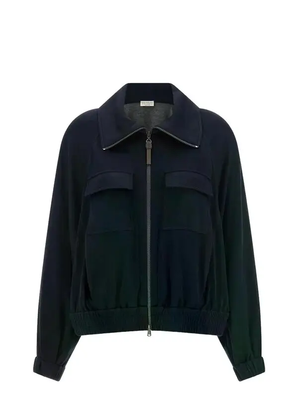 Brunello Cucinelli Monile Embellished Zip-up Sweatshirt - Blue