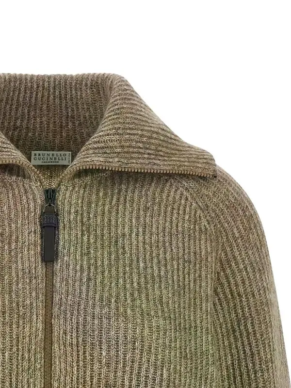 Brunello Cucinelli Monile English Rib-stitch Cardigan - Neutrals