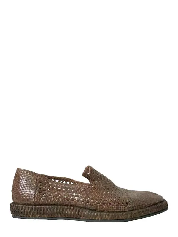 Dolce & Gabbana Woven Cutout Loafers - Brown