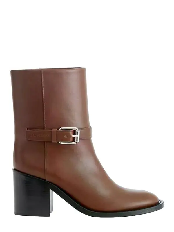 Burberry Buckle-detail Leather Ankle Boots - Brown