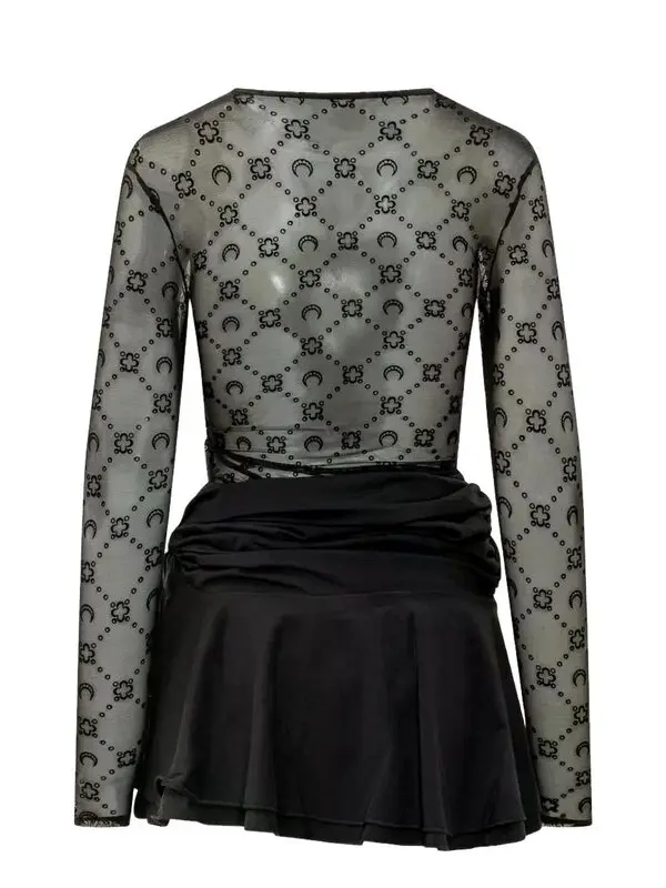 MARINE SERRE Moonogram Sheer Mini Dress - Black