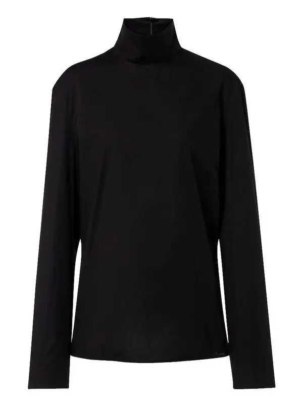 Gucci Cotton-blend Poplin Turtleneck Top - Black