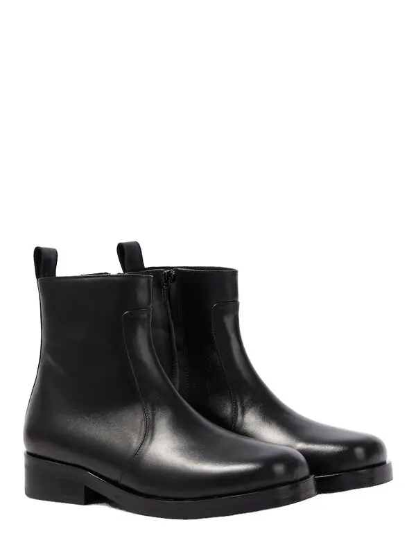 Studio Nicholson Square Leather Ankle Boots - Black
