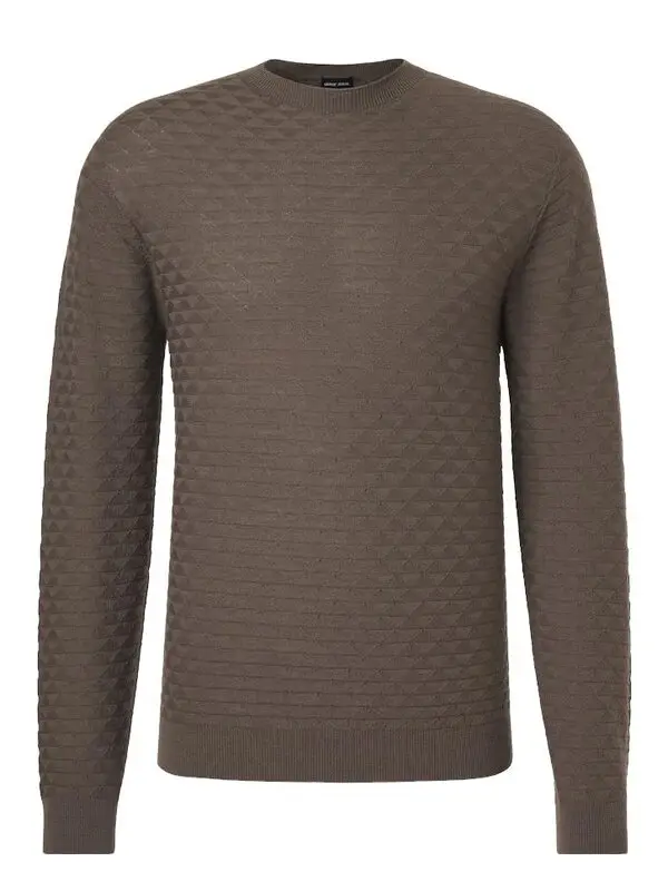 Giorgio Armani Virgin Wool Crewneck Sweater - Brown