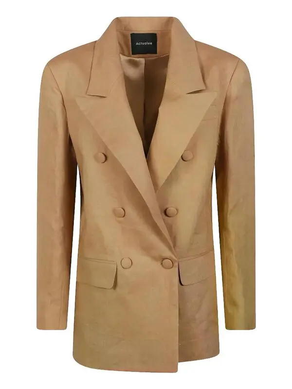 ACTUALEE Double-breasted Linen Jacket - Neutrals