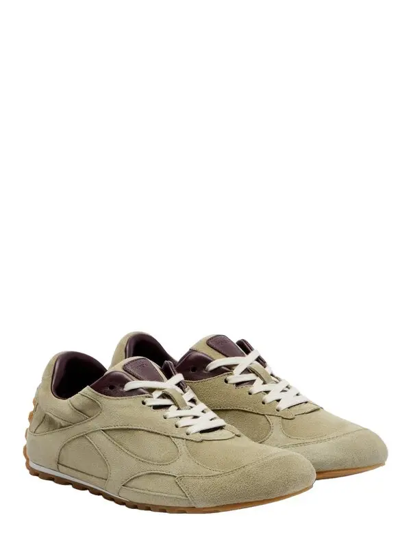 Bottega Veneta Orbit Flash Suede Lace-up Sneakers - Green