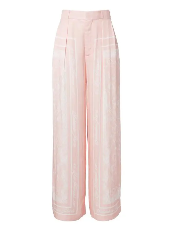 Balmain Printed Satin Palazzo Pants - Pink