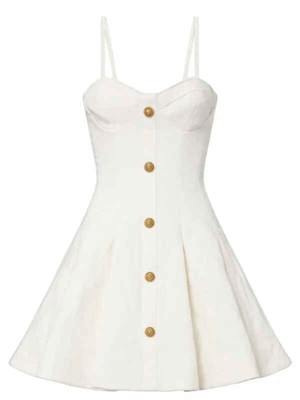 Balmain Denim Mini Dress - White
