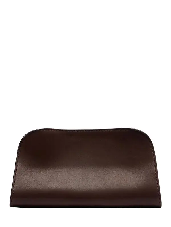 THE ROW Peggy Medium Leather Clutch - Burgundy