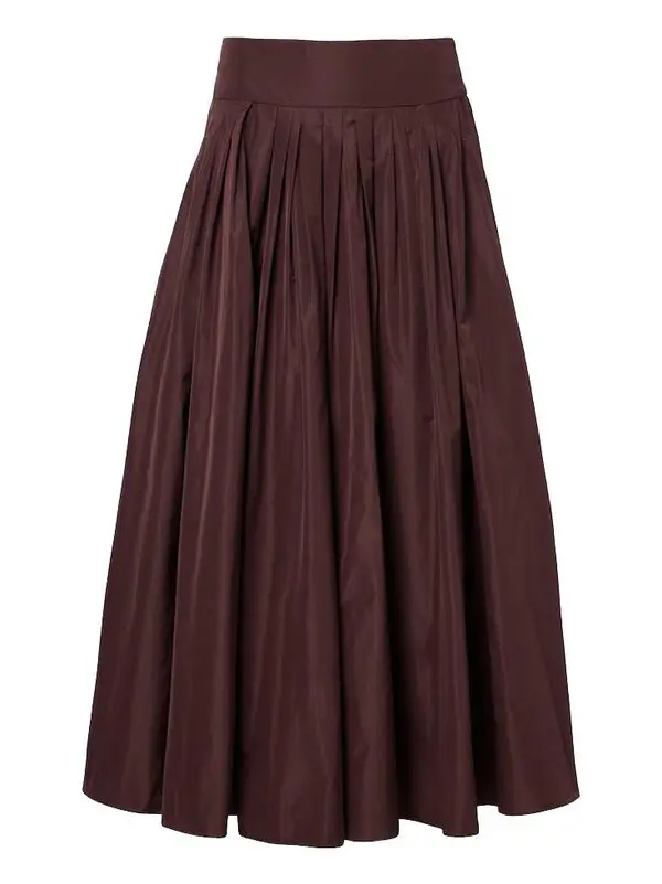 Max Mara Pleated Taffeta Midi Skirt - Burgundy