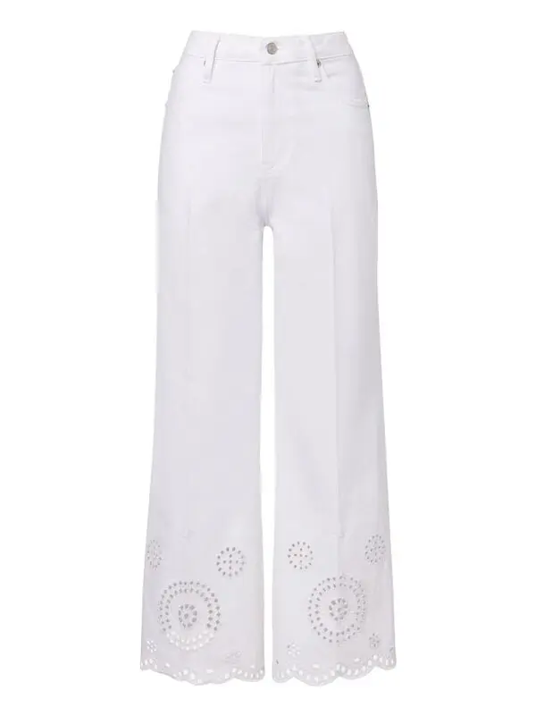 FRAME Eyelet Embroidered Flared Jeans - White
