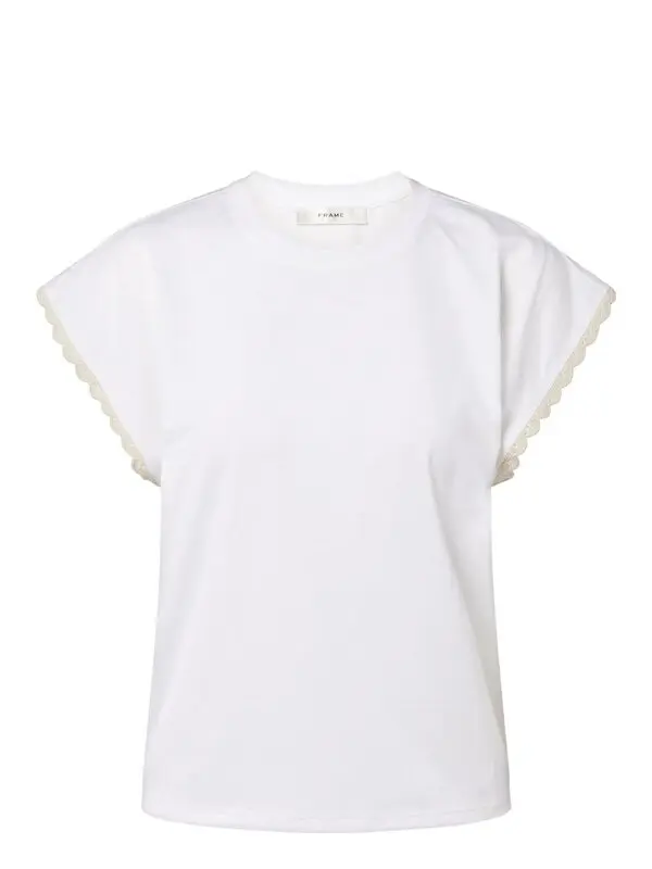 FRAME Crochet Cotton Jersey T-shirt - White