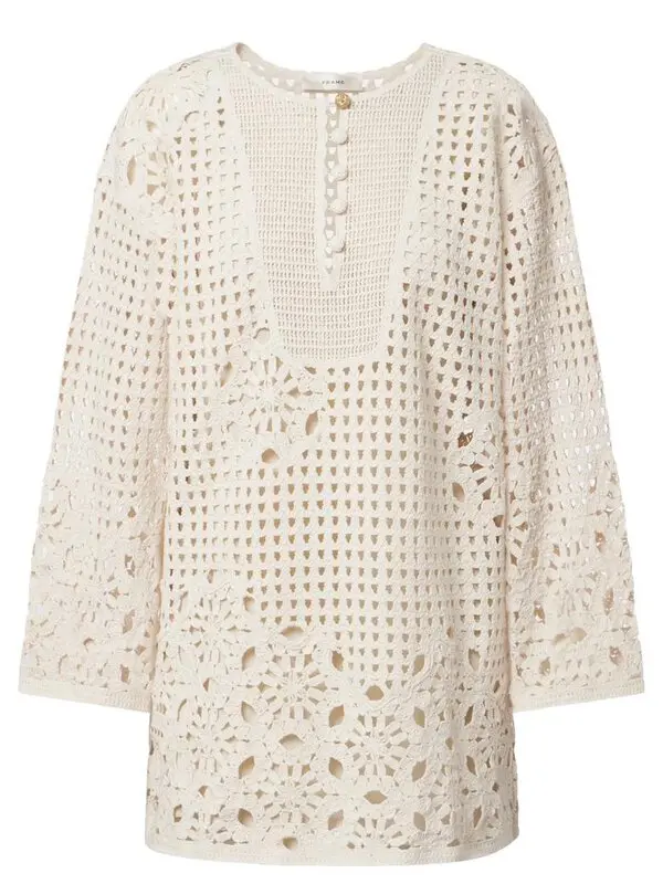 FRAME The Postcard Cotton Crochet Tunic - White