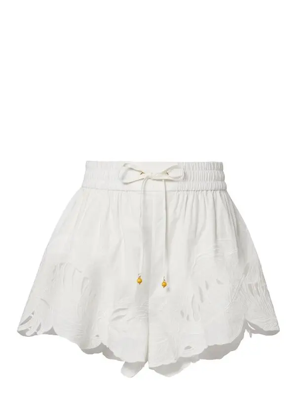 Zimmermann Mahon Embroidered Cotton Shorts - White