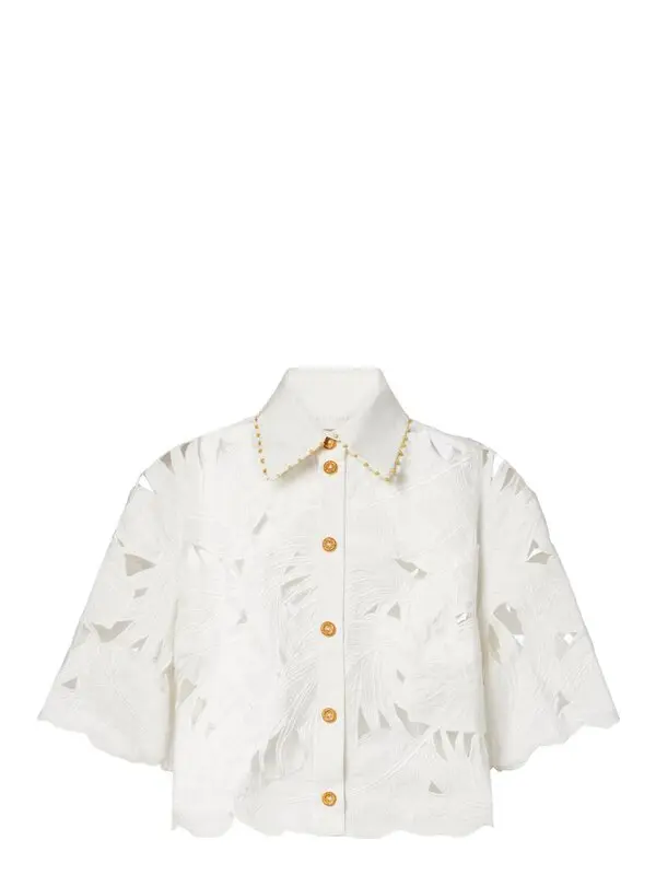Zimmermann Mahon Embroidered Cotton Poplin Shirt - White