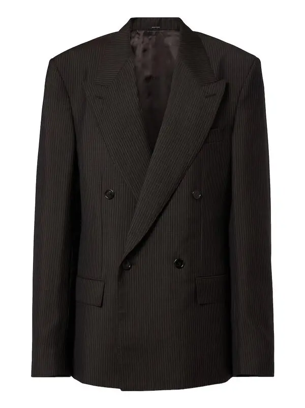 Gucci Pinstripe Wool And Mohair Double-breasted Blazer - Brown