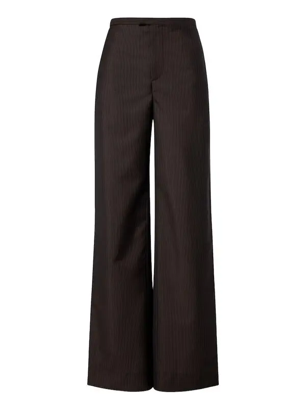 Gucci Pinstriped Wool And Mohair Wide-leg Pants - Brown