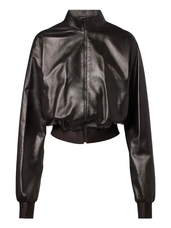 Gucci Leather Bomber Jacket - Black