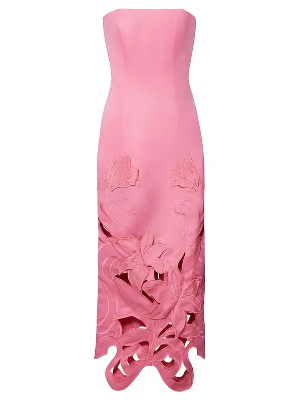 LEO LIN Rayna Floral-appliqué Bustier Gown - Pink
