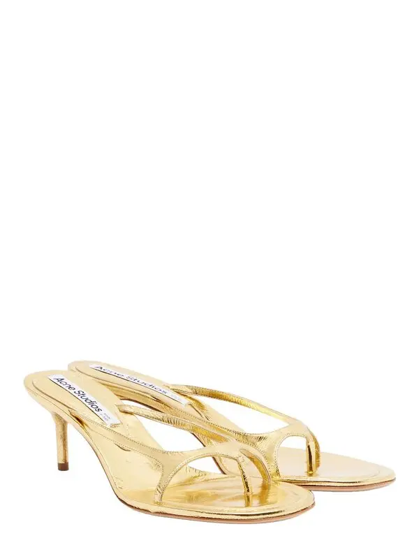 Acne Studios Metallic Leather Thong Sandals - Gold