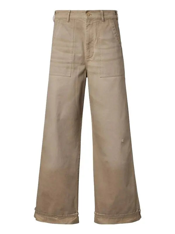 Acne Studios Cotton Twill Wide-leg Pants - Beige