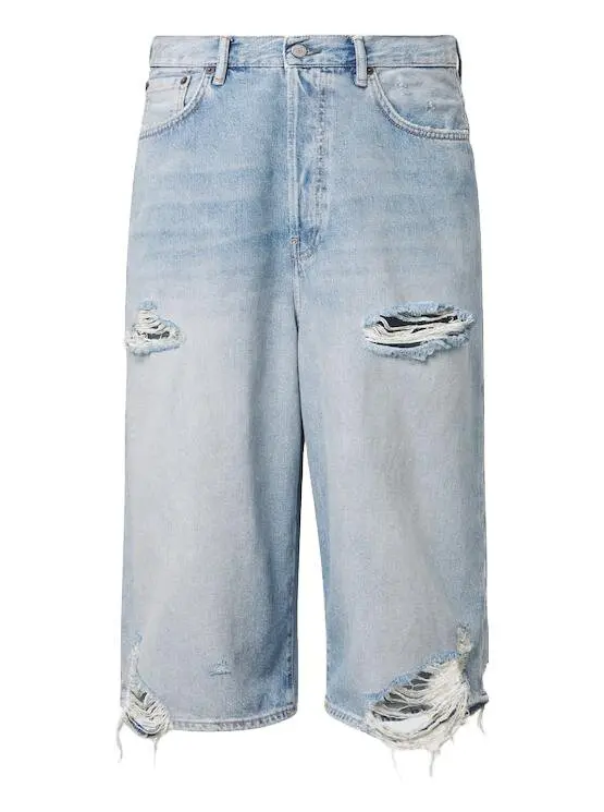 Acne Studios Distressed Denim Bermuda Shorts - Blue