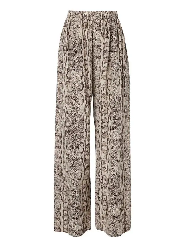Balenciaga Snake-print Silk Palazzo Pants - Beige