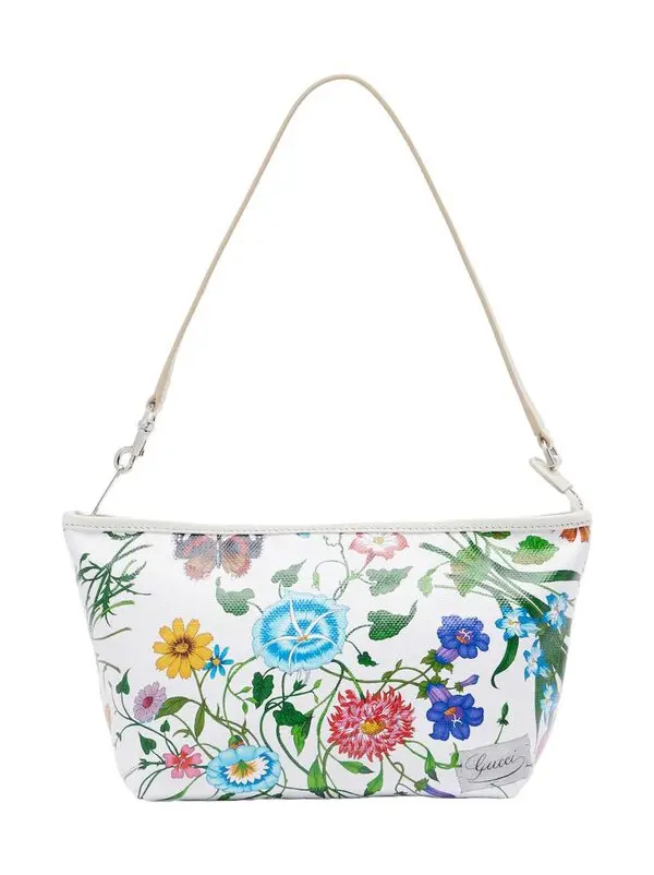 Gucci Flora Small Pouch With Strap - White
