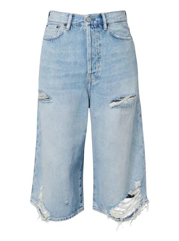 Acne Studios Distressed Denim Bermuda Shorts - Blue