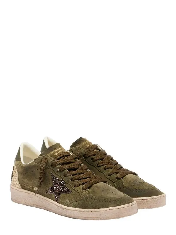 GOLDEN GOOSE Ball Star Glitter Suede Sneakers - Green