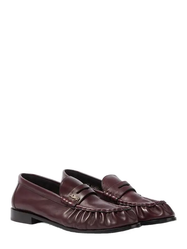 Saint Laurent Le Loafer Supple Leather Penny Loafers - Burgundy