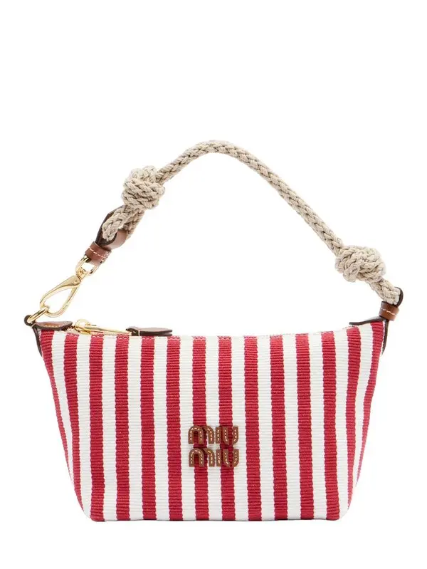 Miu Miu Striped Canvas Top-handle Bag - Red