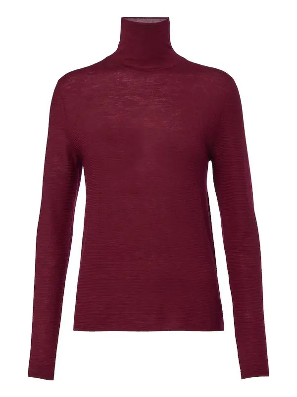 LISA YANG Lory Cashmere Turtleneck Sweater - Burgundy
